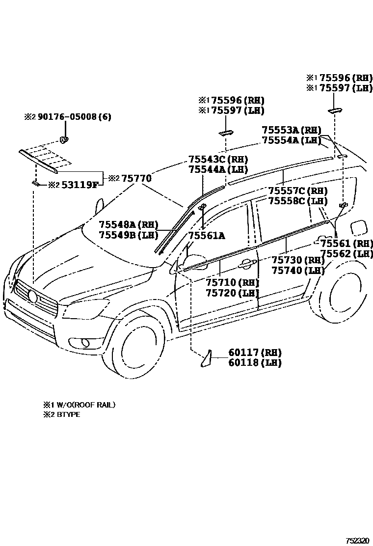 Moulding for Toyota RAV4 ACA30L - Genuine parts - Amayama