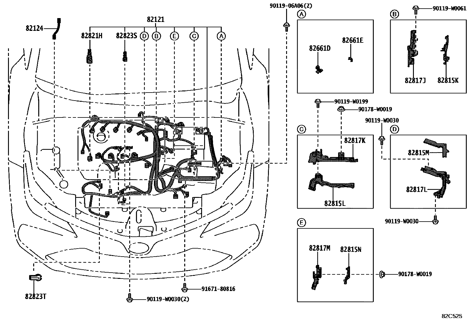 Wiring & clamp for Toyota Corolla ZRE210L - Genuine parts - Amayama