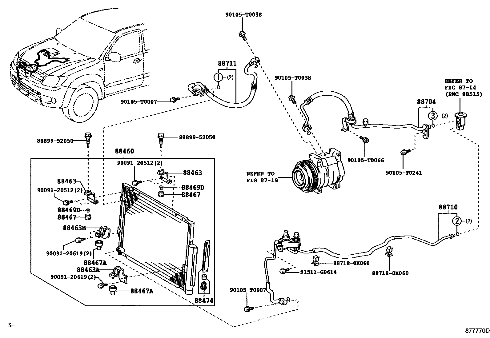 Heating & air conditioning - cooler piping for Toyota Hilux KUN25L ...