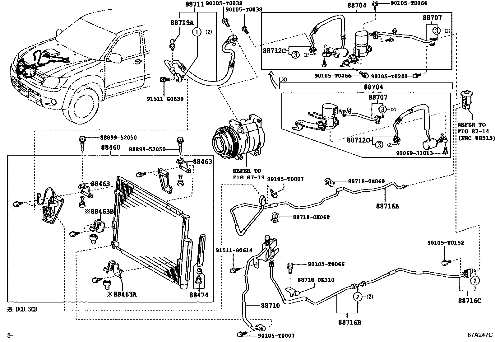 Heating & air conditioning - cooler piping for Toyota Hilux KUN15L ...