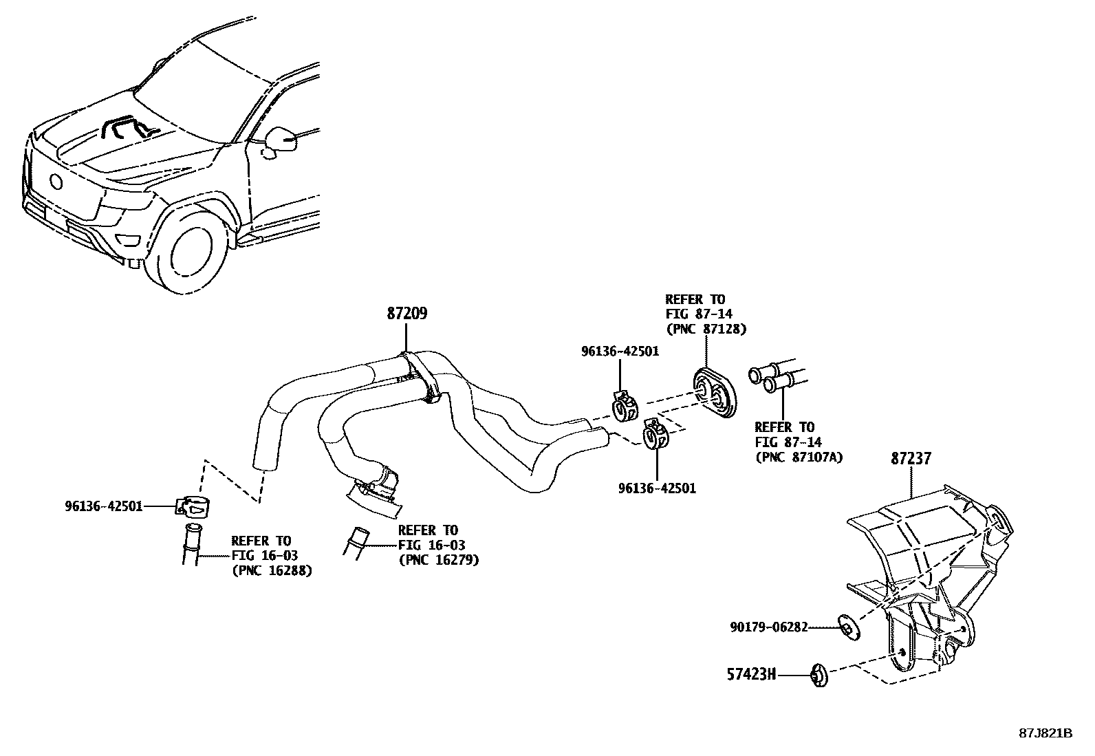 Heating & air conditioning - water piping for Toyota Land Cruiser ...
