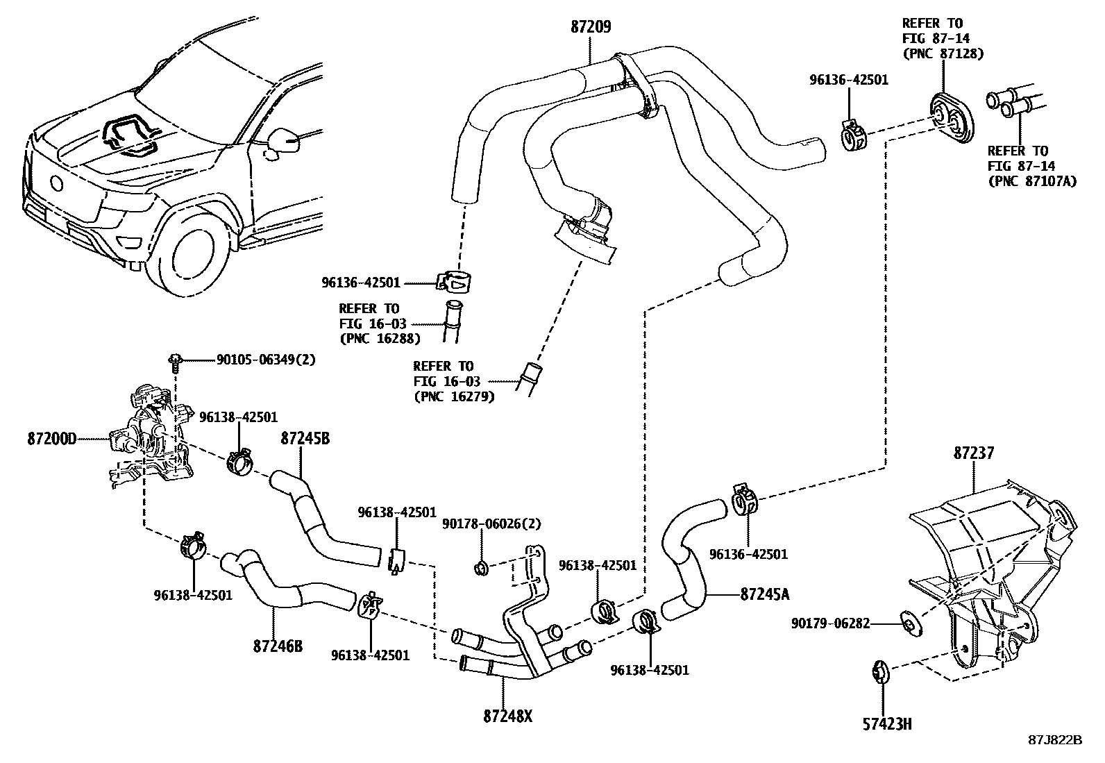 Heating & air conditioning - water piping for Toyota Land Cruiser ...