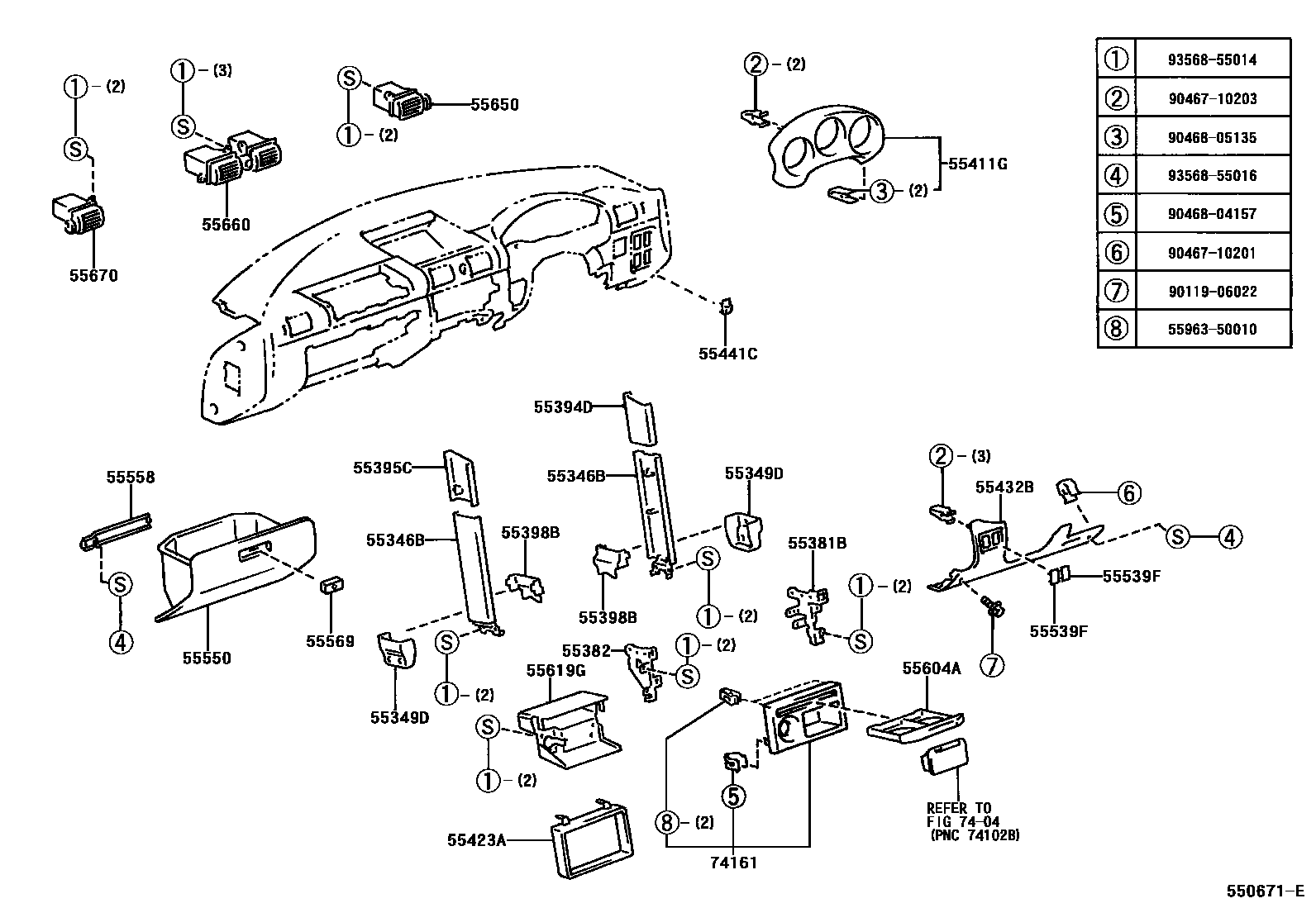 Instrument panel & glove compartment for Toyota MR2 ZZW30R - Auto parts ...