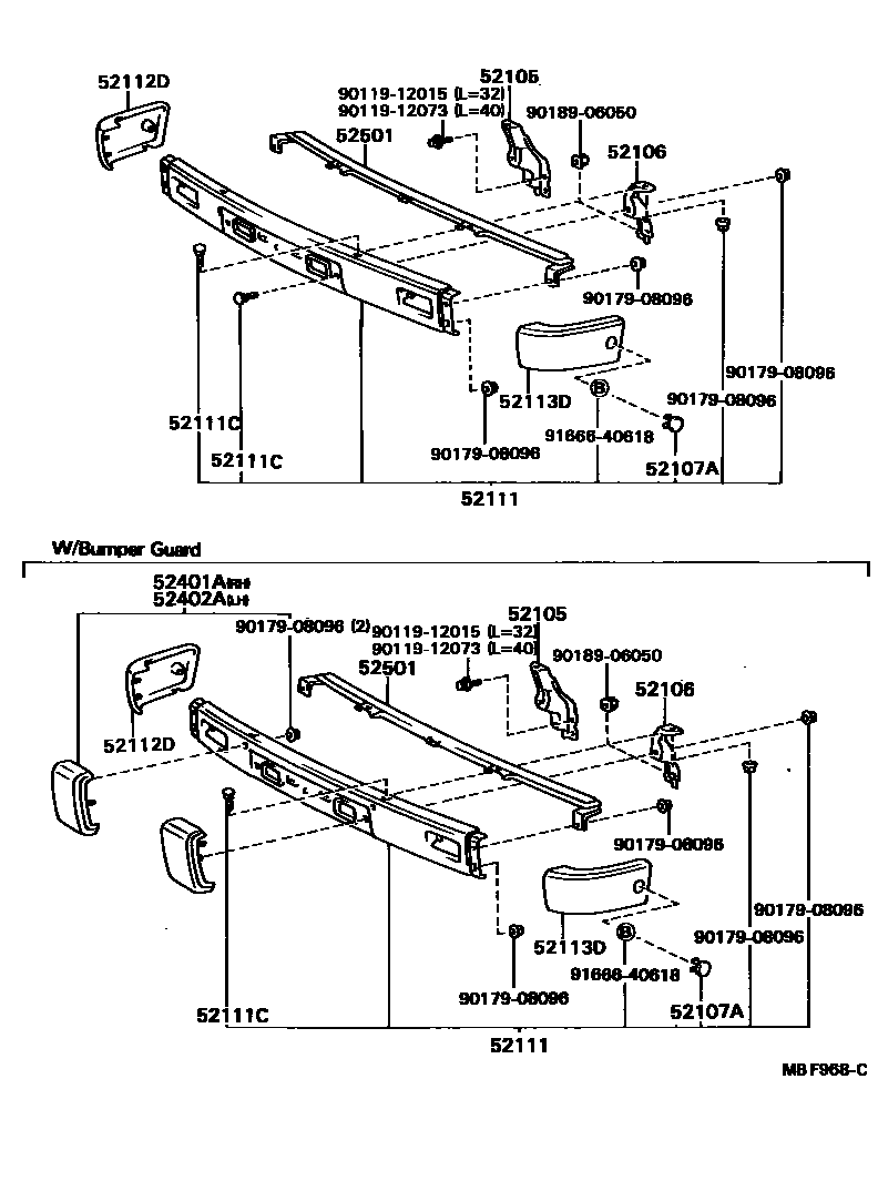 Front bumper & bumper stay for Toyota Hilux LN65L - Genuine parts - Amayama