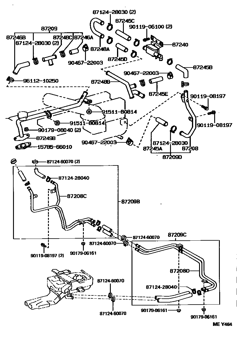 Heating & air conditioning - water piping for Toyota Land Cruiser ...