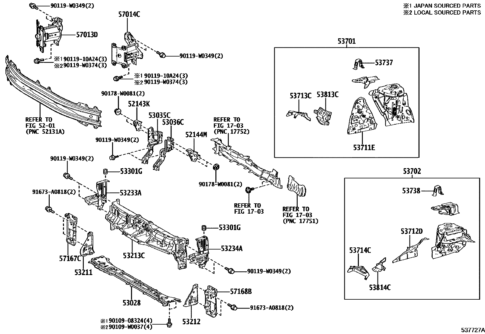 Front fender apron & dash panel for Toyota Yaris Cross MXPJ15R ...