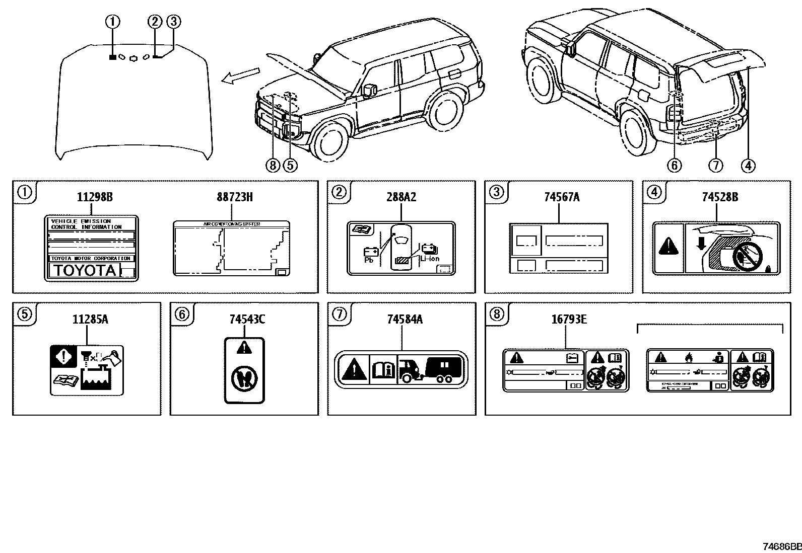 Caution plate for Toyota Land Cruiser Prado GDJ250L-GNZUYW, 07.2024 ...