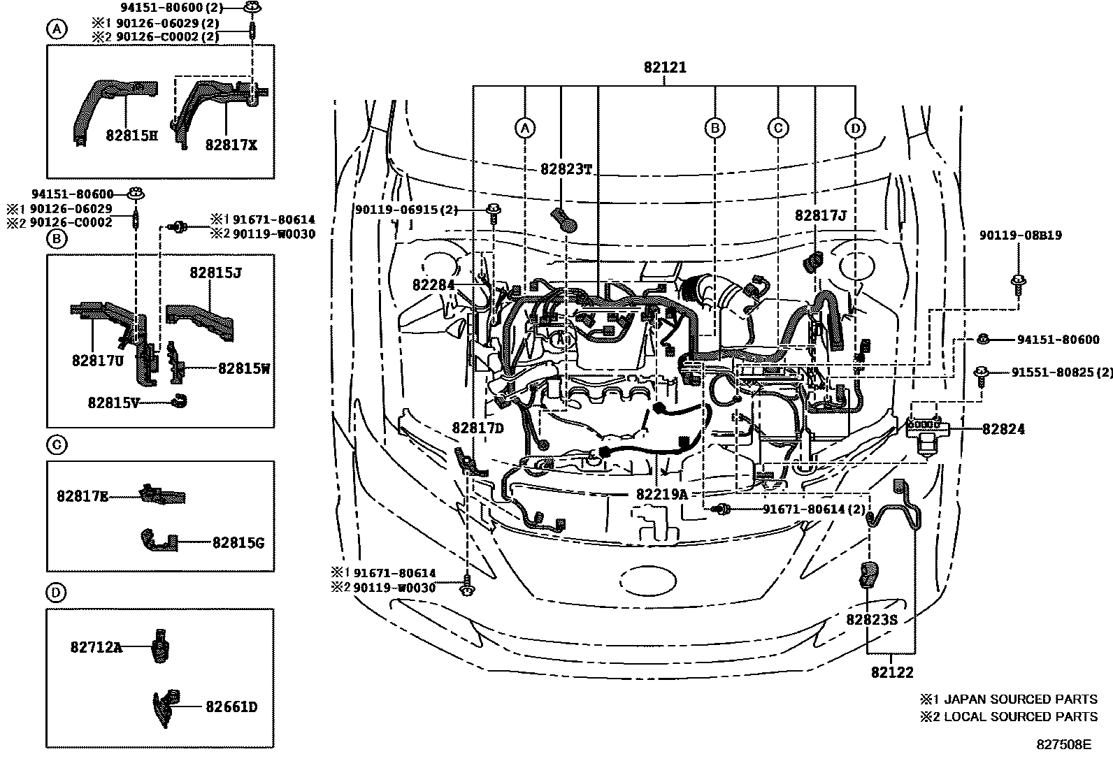 Wiring & clamp for Toyota Camry ASV50R - Auto parts - Amayama