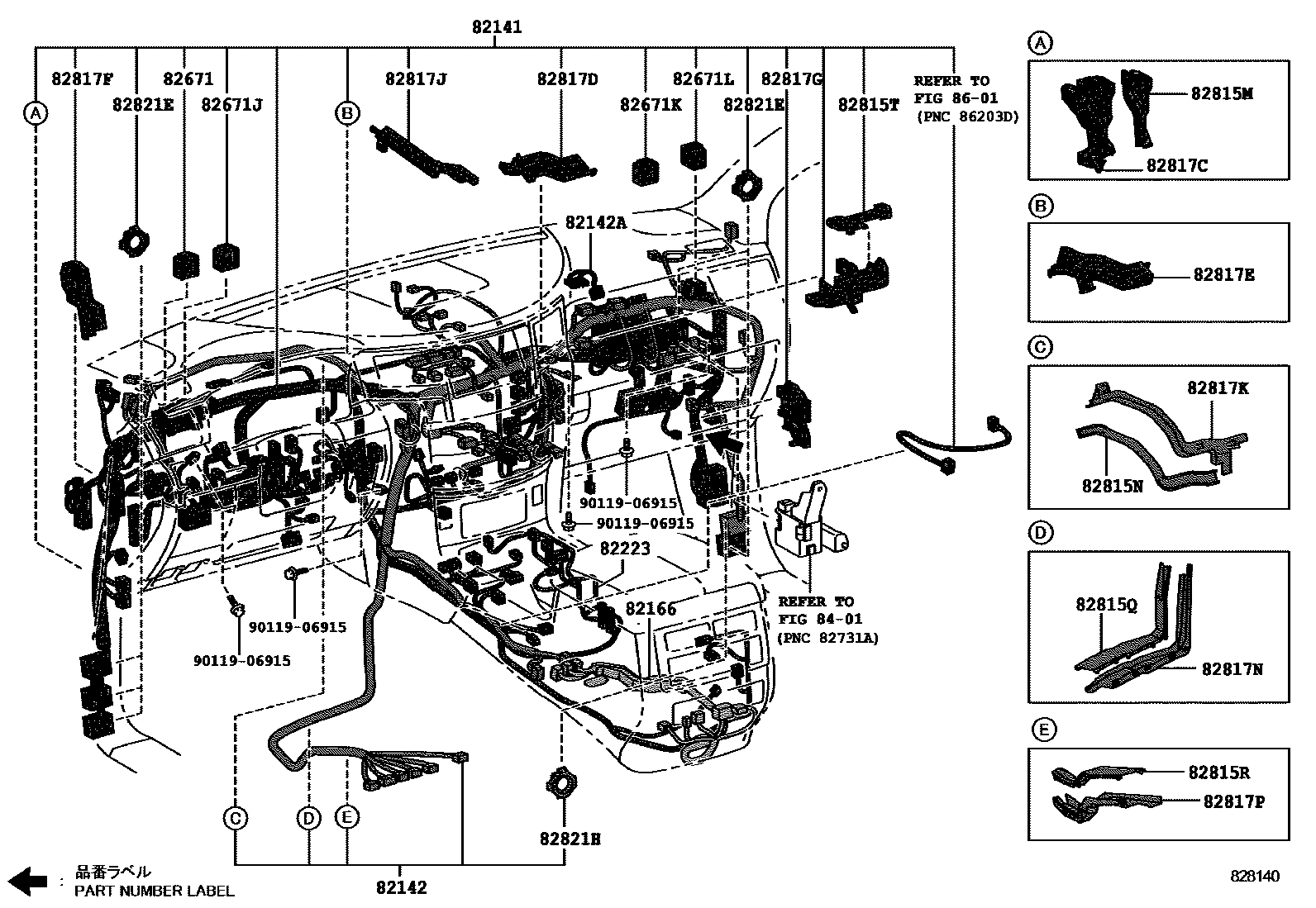 Wiring & clamp for Lexus LX 450D / 570 URJ201L - Genuine parts - Amayama
