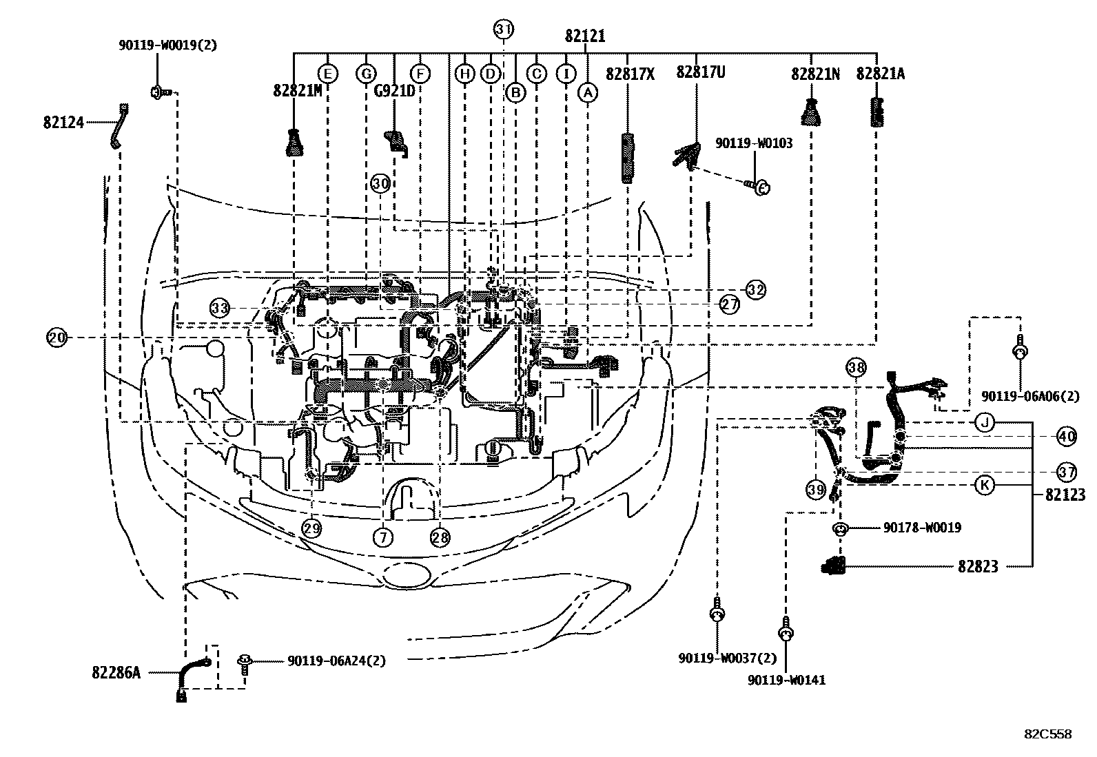 Wiring & clamp for Toyota Corolla ZWE211L-DWXNBW, 02.2019 ...