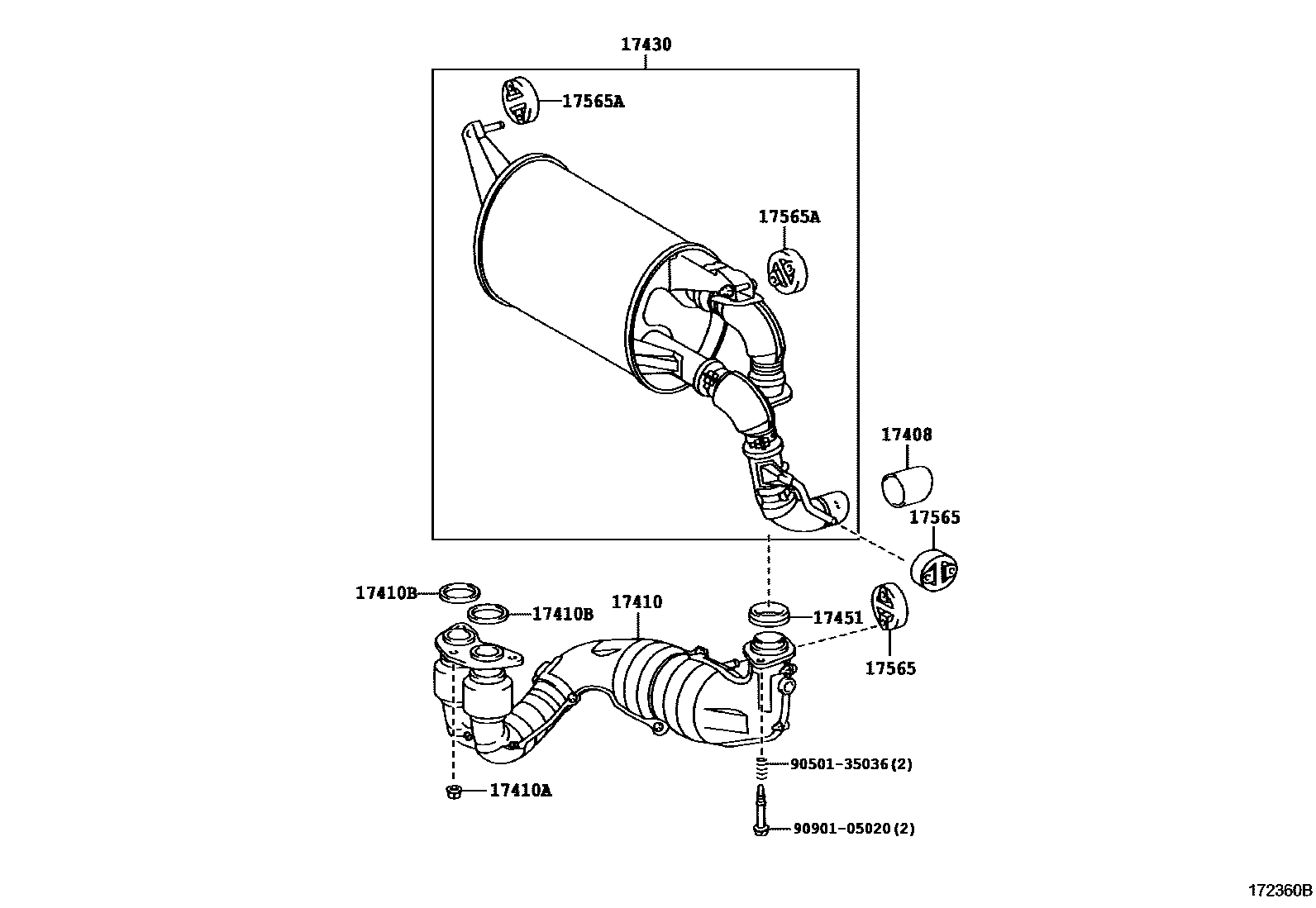 Exhaust pipe for Toyota MR2 ZZW30L - Genuine parts - Amayama