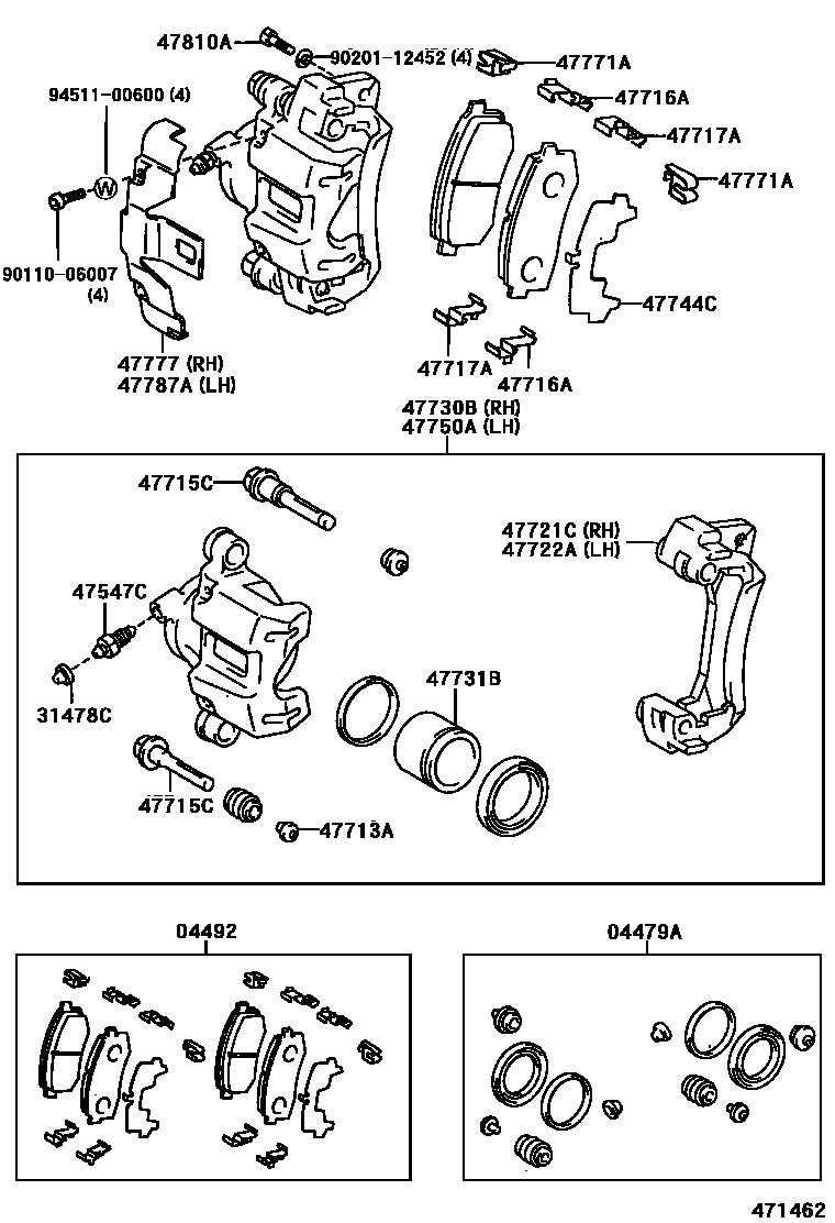 Rear disc brake caliper & dust cover for Toyota Land Cruiser LJ70LV ...
