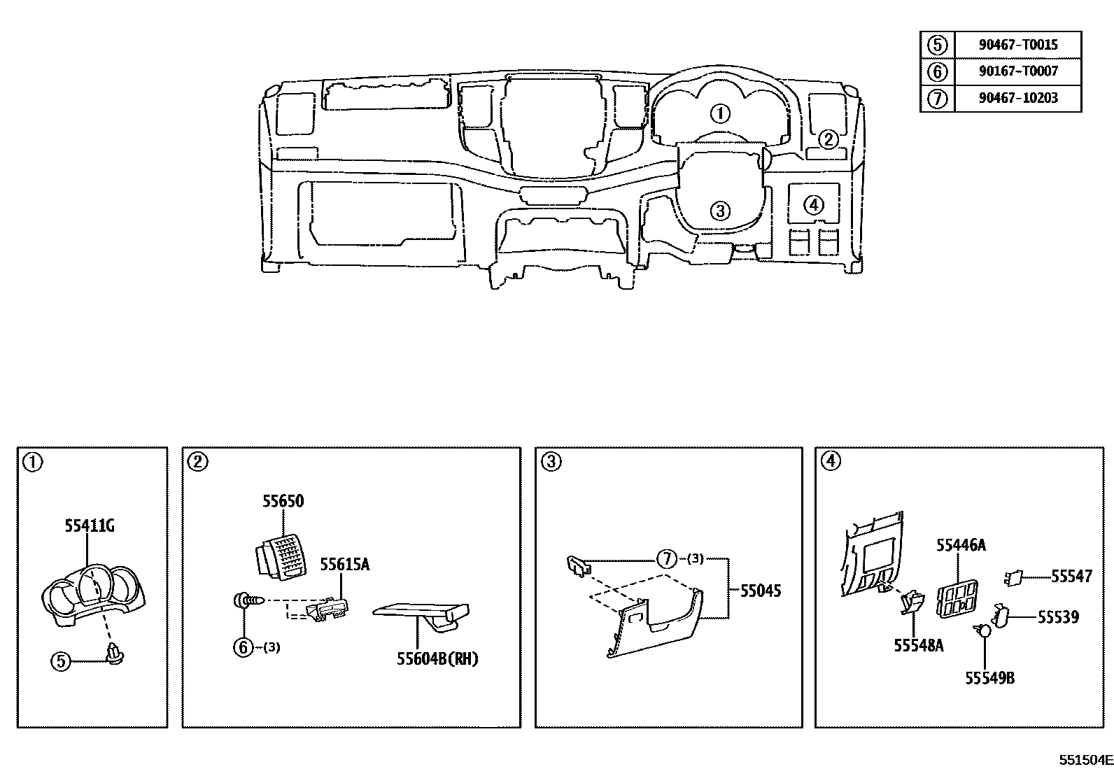 Instrument panel & glove compartment for Toyota Hilux KUN25R-CRMDHW, 08 ...