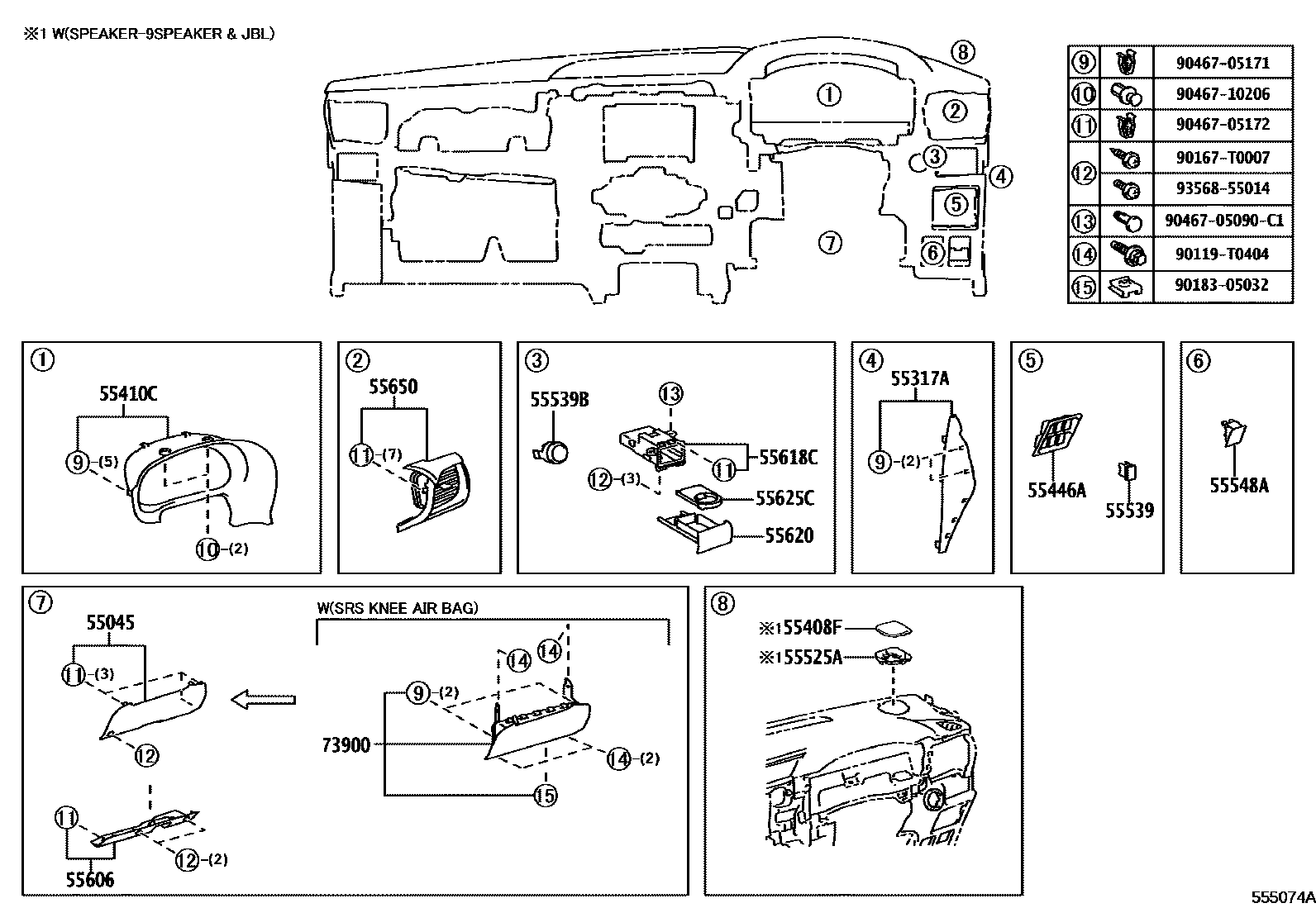 Instrument panel & glove compartment for Toyota Hilux GUN126R - Genuine ...