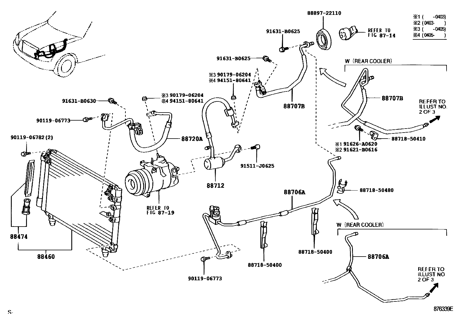 Heating & air conditioning - cooler piping for Lexus LS430 UCF30R ...