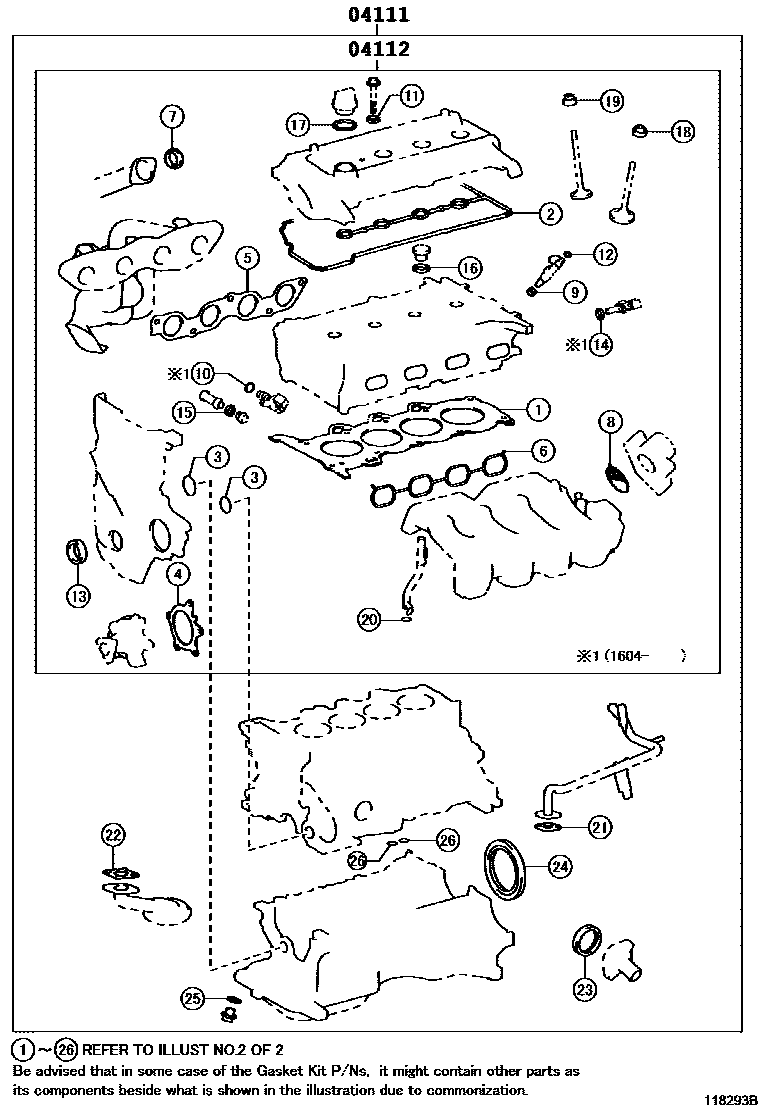 Engine overhaul gasket kit for Toyota Vios NCP150R - Genuine parts ...