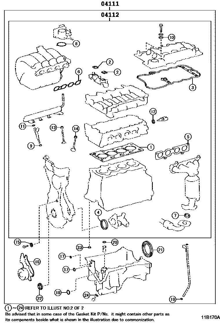 Engine overhaul gasket kit for Toyota Vios NSP151L - Genuine parts ...