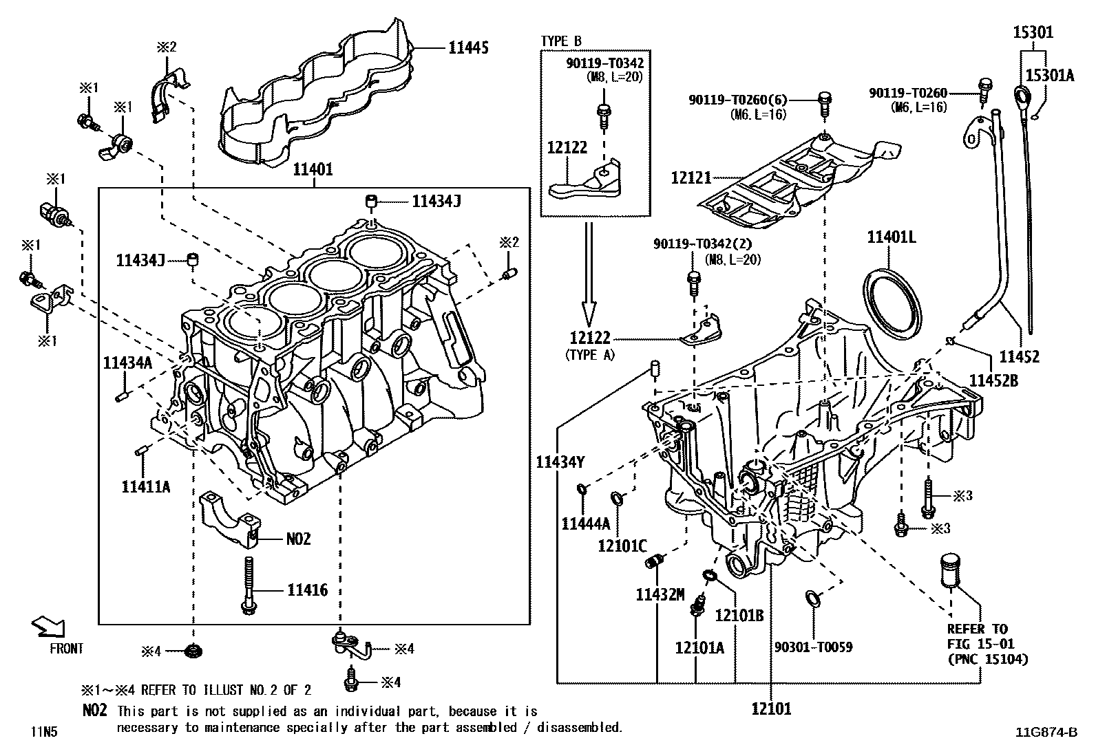Cylinder block for Toyota Yaris NGC101L - Genuine parts - Amayama
