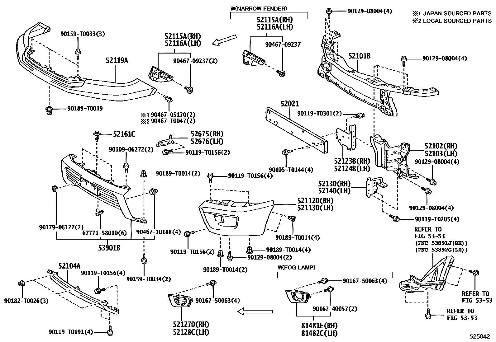 Front bumper & bumper stay for Toyota Hilux GUN136R - Auto parts - Amayama