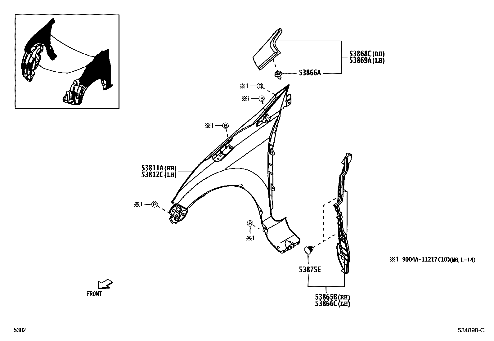 Hood & front fender for Toyota Calya B401RA - Genuine parts - Amayama