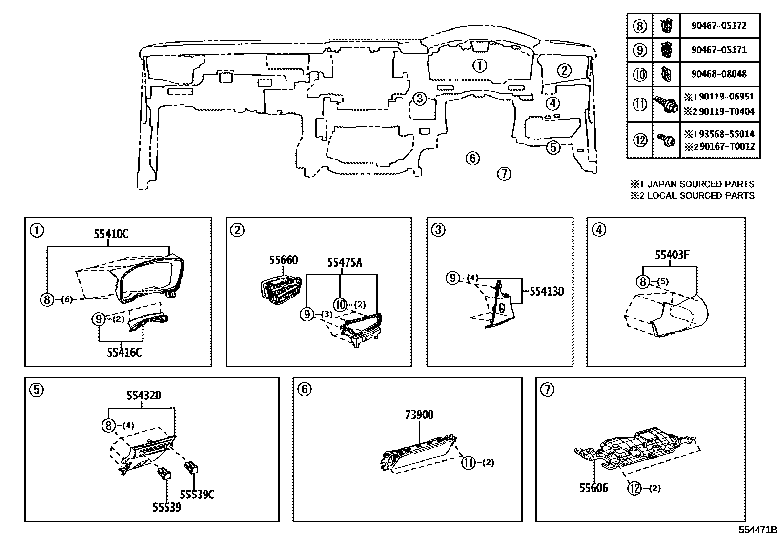 Instrument panel & glove compartment for Toyota Corolla Altis ZWE211R ...