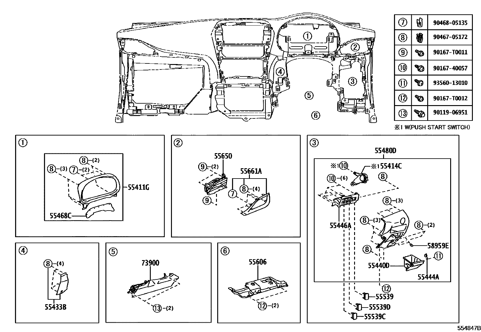 Instrument panel & glove compartment for Toyota Yaris NSP151R - Genuine ...