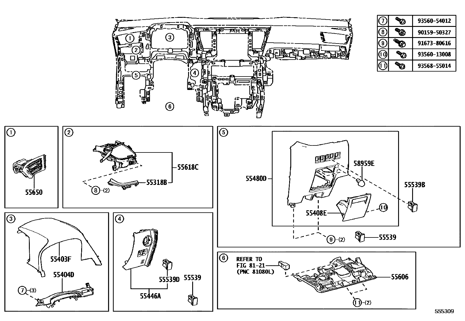 Instrument panel & glove compartment for Toyota Vellfire GGH30L - Auto ...
