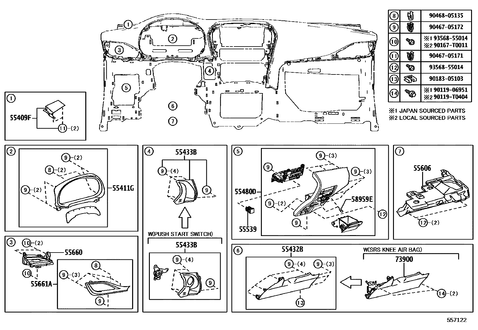 Instrument panel & glove compartment for Toyota Yaris NSP151L - Auto ...