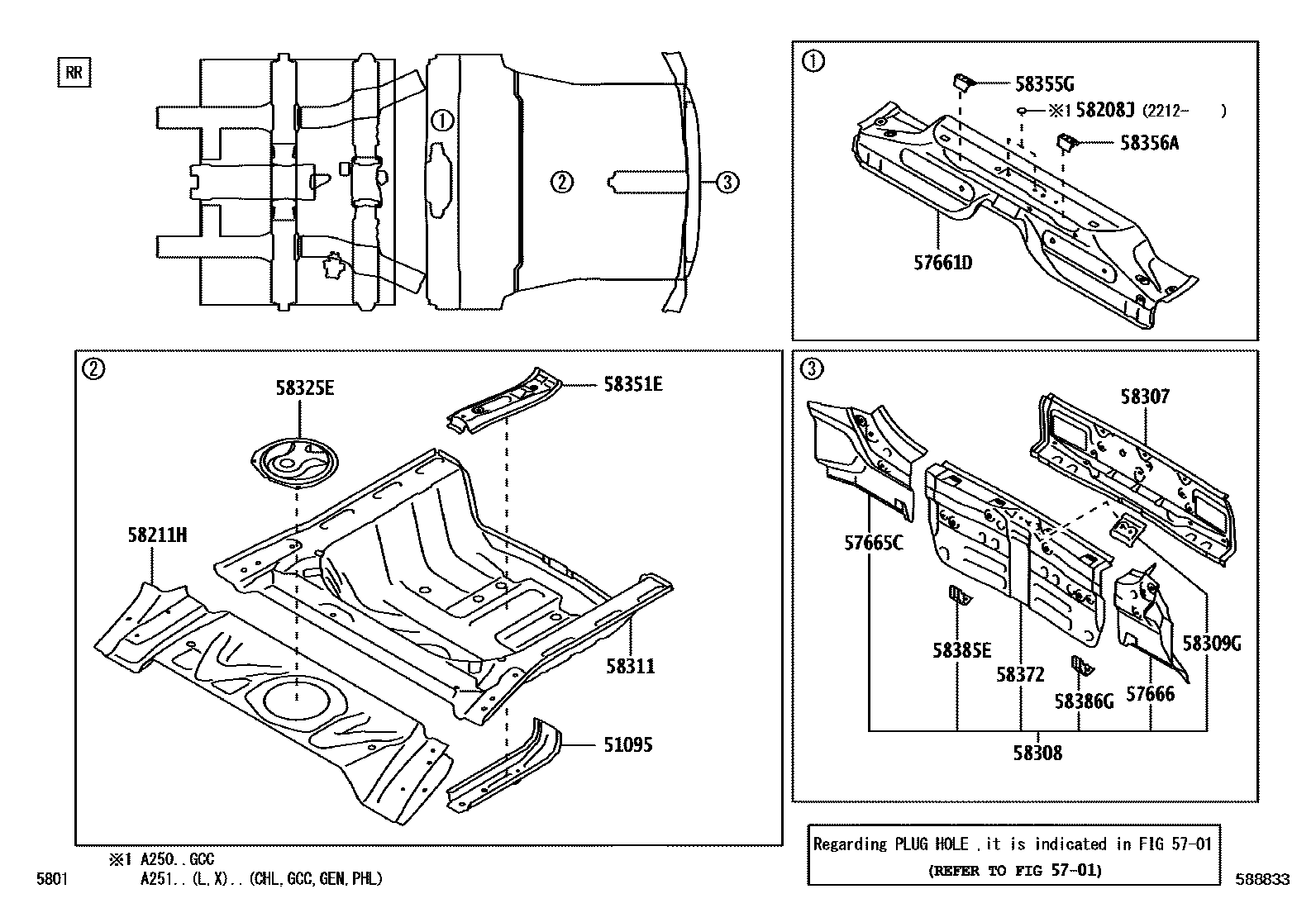 Floor pan & lower back panel for Toyota Raize A251LA - Genuine parts ...
