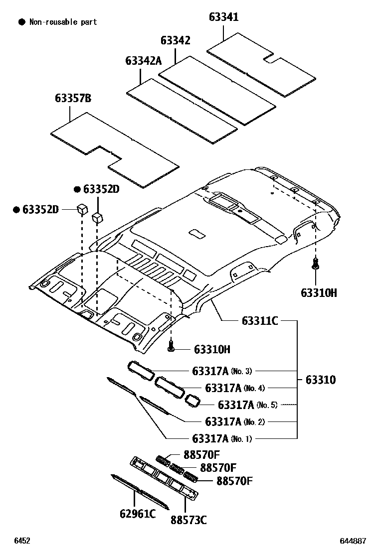 Roof headlining & silencer pad for Toyota Rush F800LE - Genuine parts ...