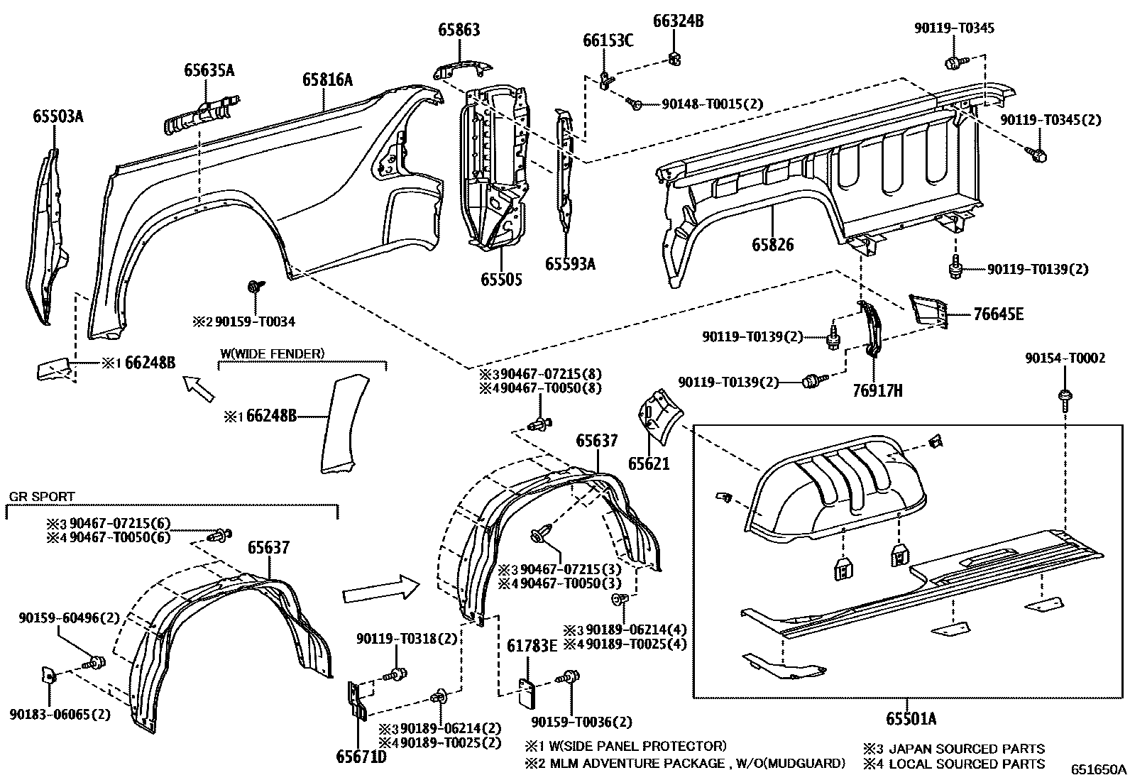 Rear body side panel for Toyota Hilux GUN126R - Auto parts - Amayama