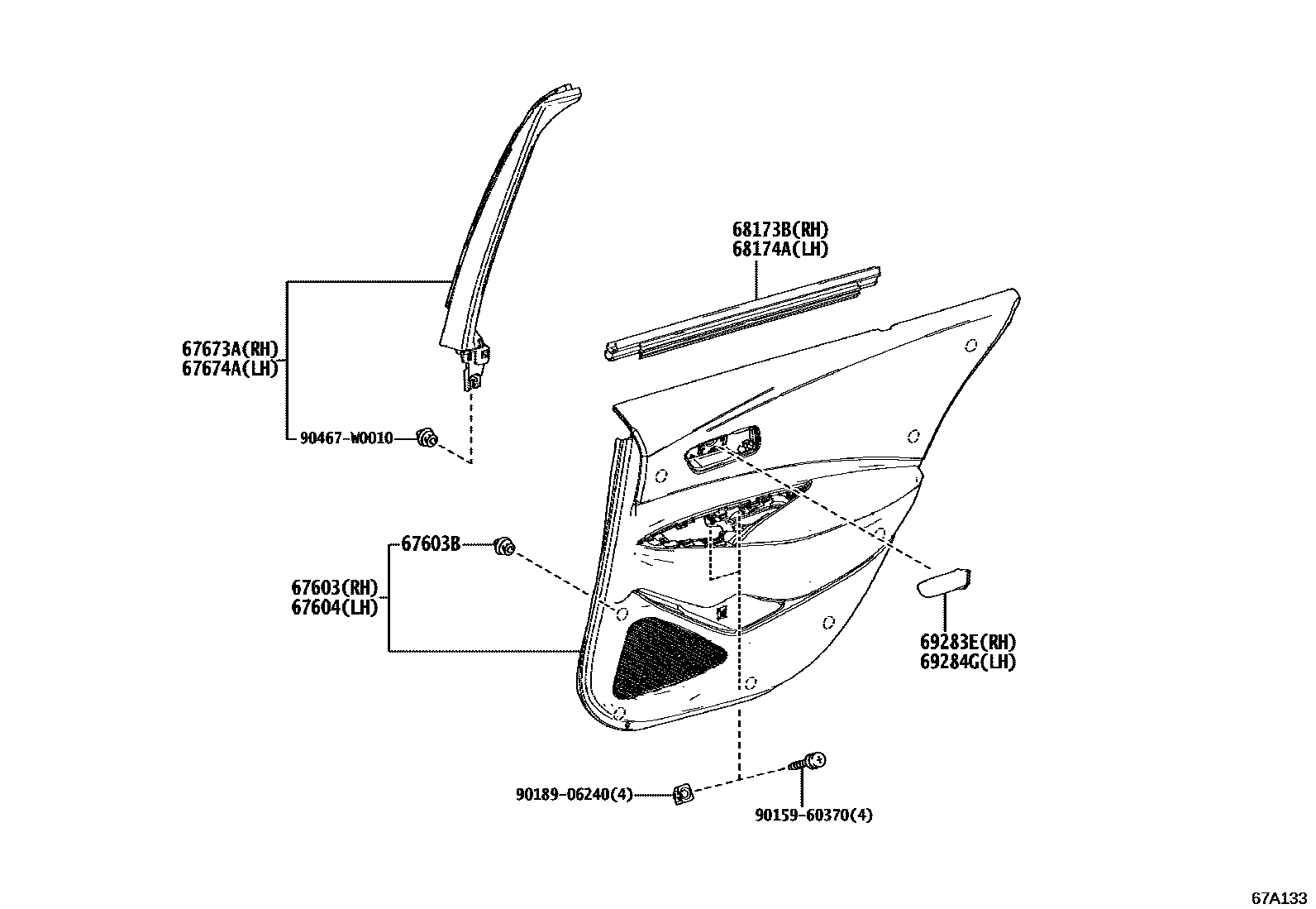 Rear door panel & glass for Toyota Corolla ZWE211L - Auto parts - Amayama