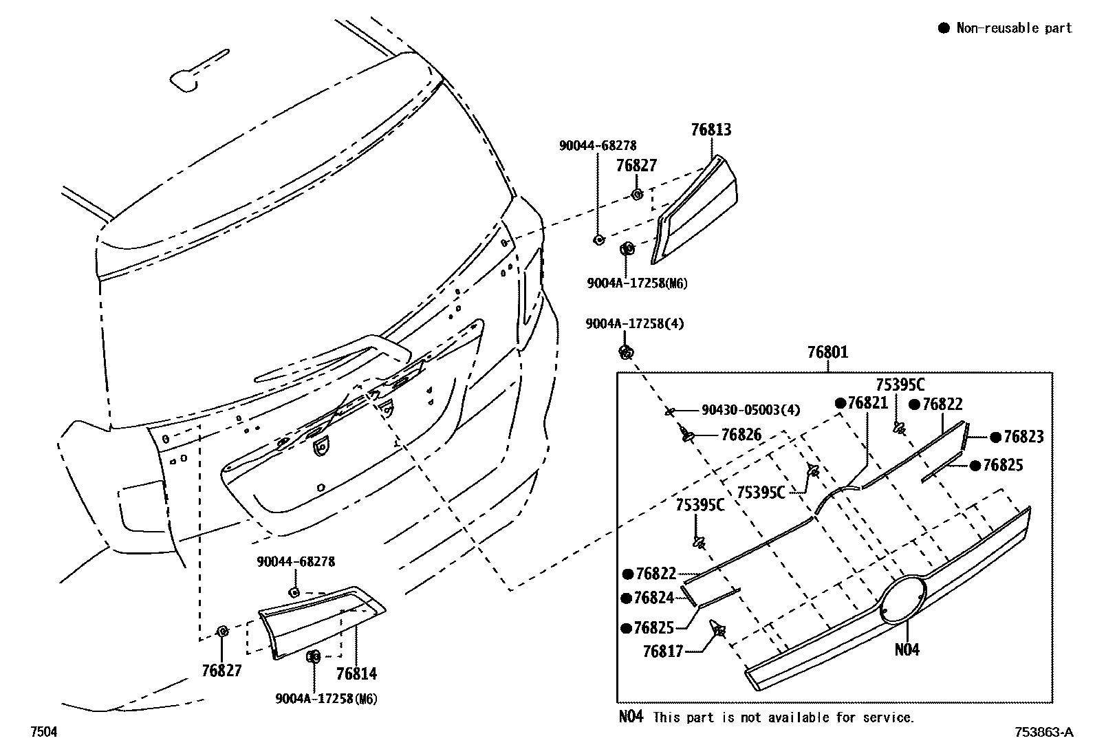 Rear moulding for Toyota Calya B401RA - Genuine parts - Amayama