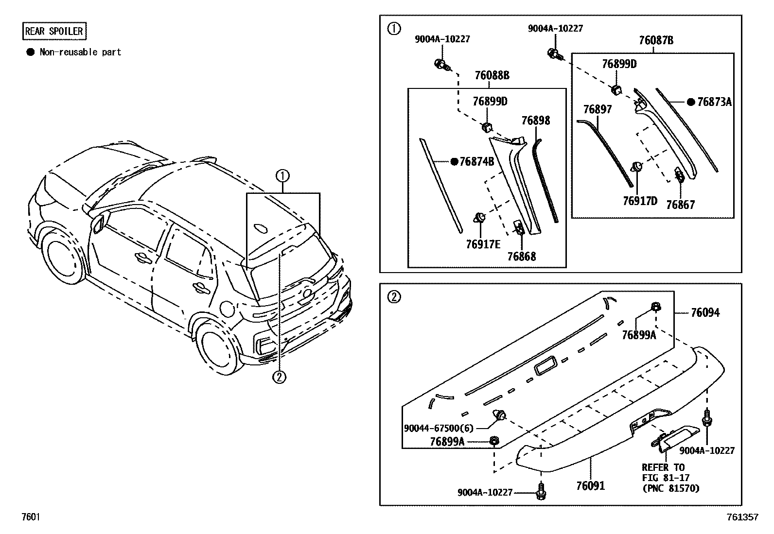 Mudguard & spoiler for Toyota Raize A251LA - Genuine parts - Amayama