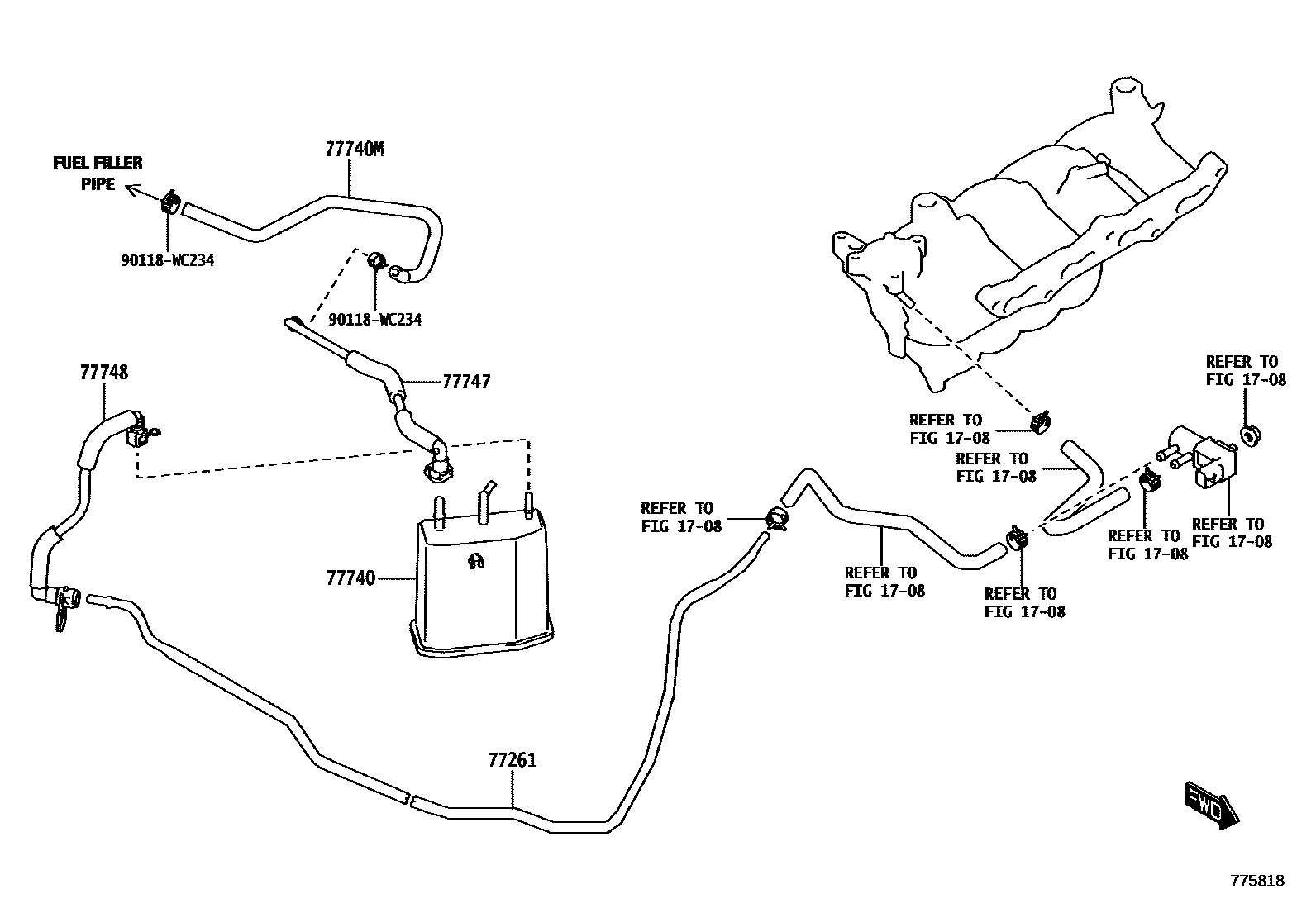 Fuel tank & tube for Toyota Starlet K15BL - Genuine parts - Amayama