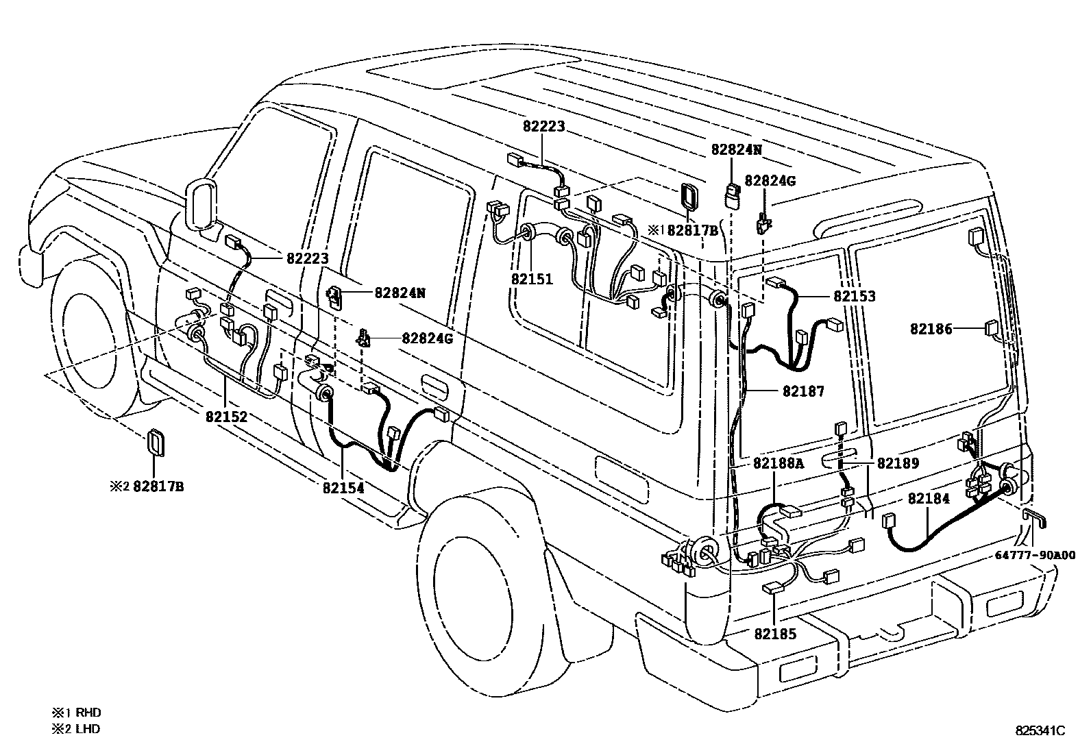 Wiring & clamp for Toyota Land Cruiser HZJ76L - Genuine parts - Amayama
