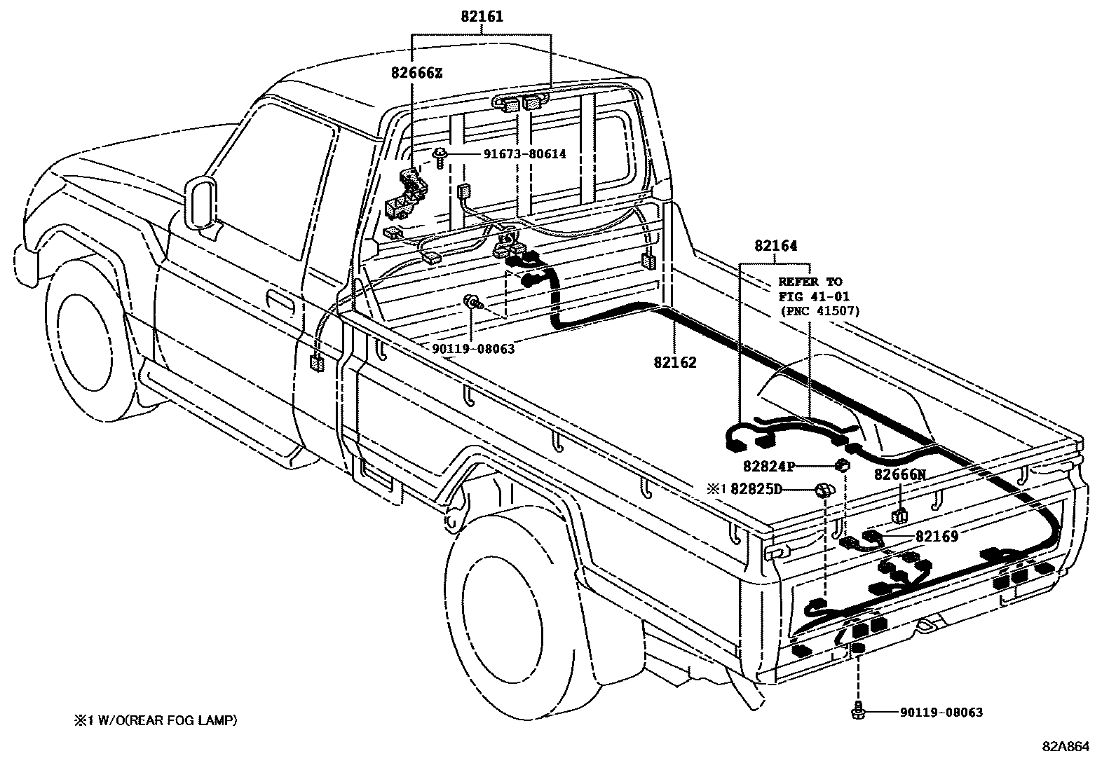 Wiring & clamp for Toyota Land Cruiser HZJ79L - Genuine parts - Amayama
