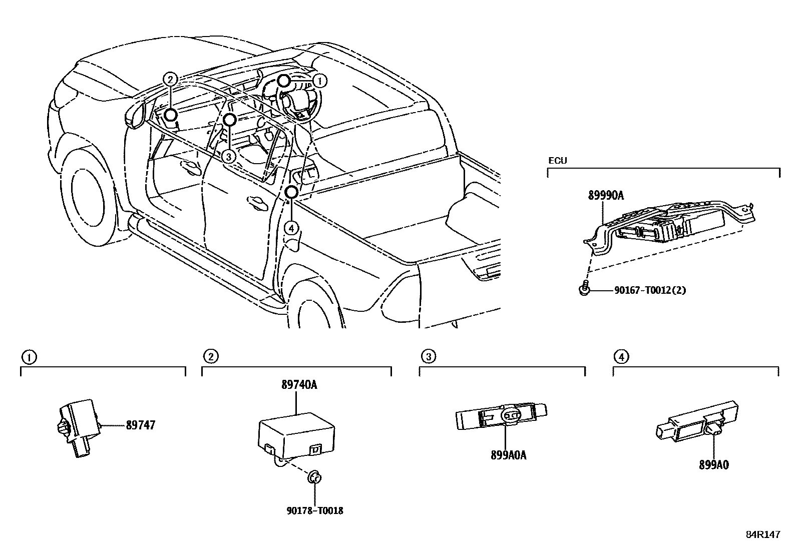Wireless door lock for Toyota Hilux GUN126R - Genuine parts - Amayama