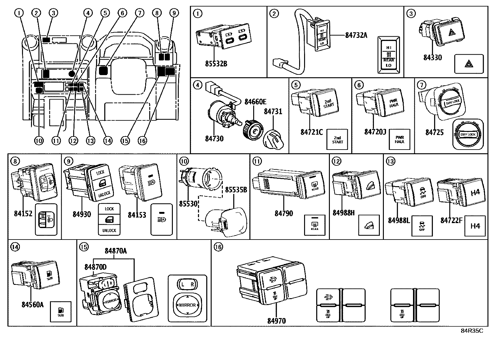 Switch & relay & computer for Toyota Land Cruiser VDJL79R - Auto parts ...