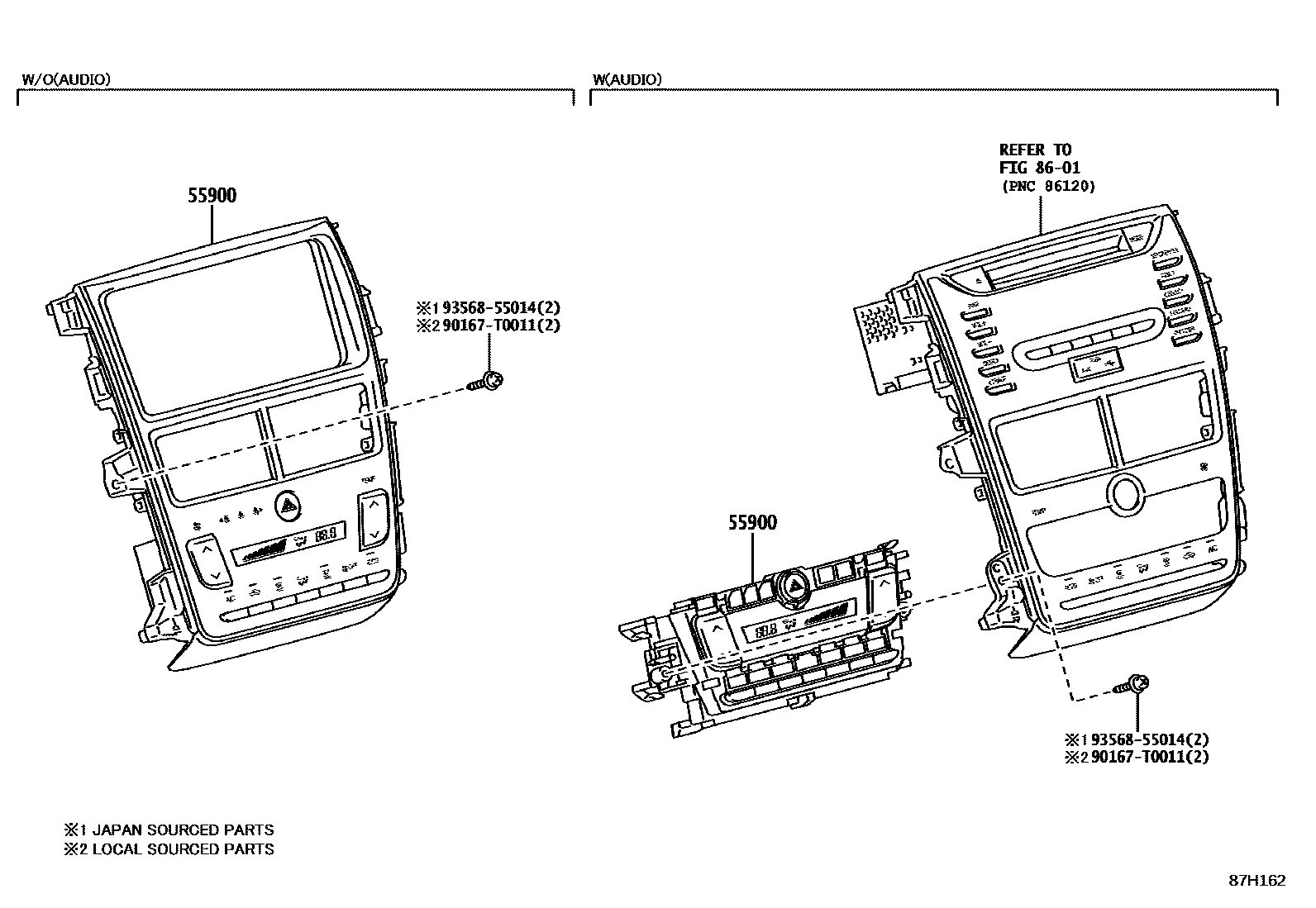 Heating & air conditioning - control & air duct for Toyota Yaris ...