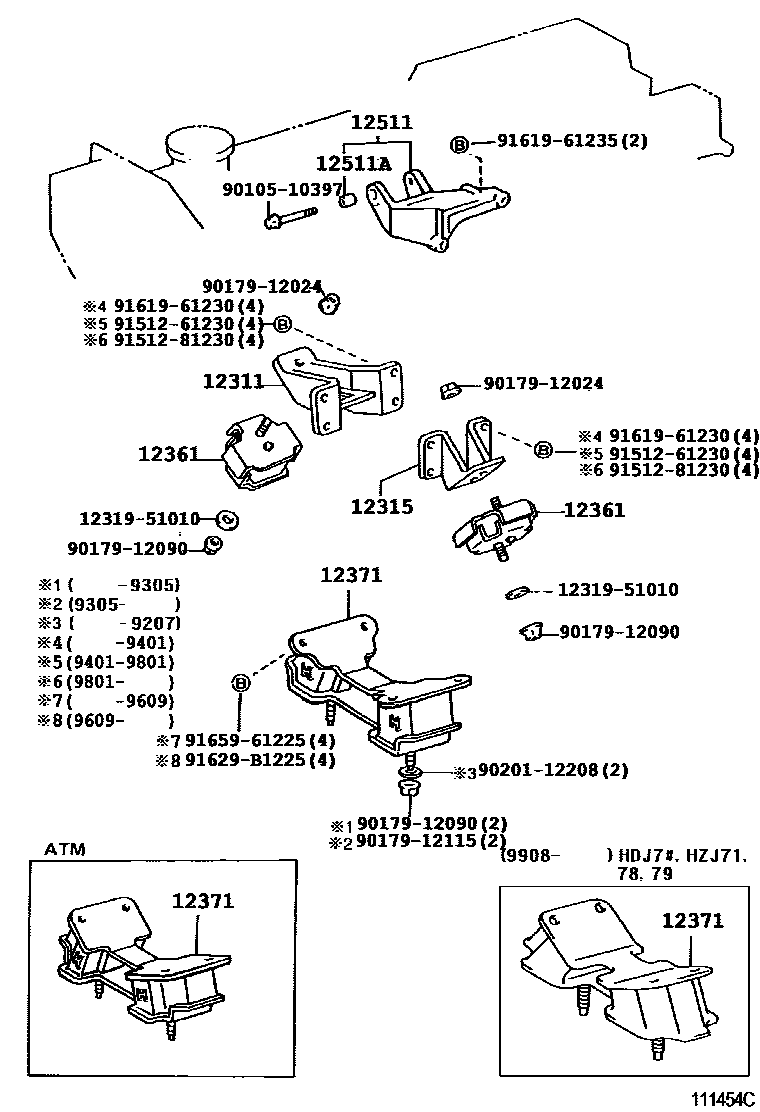 Mounting for Toyota Land Cruiser HDJ79R - Genuine parts - Amayama