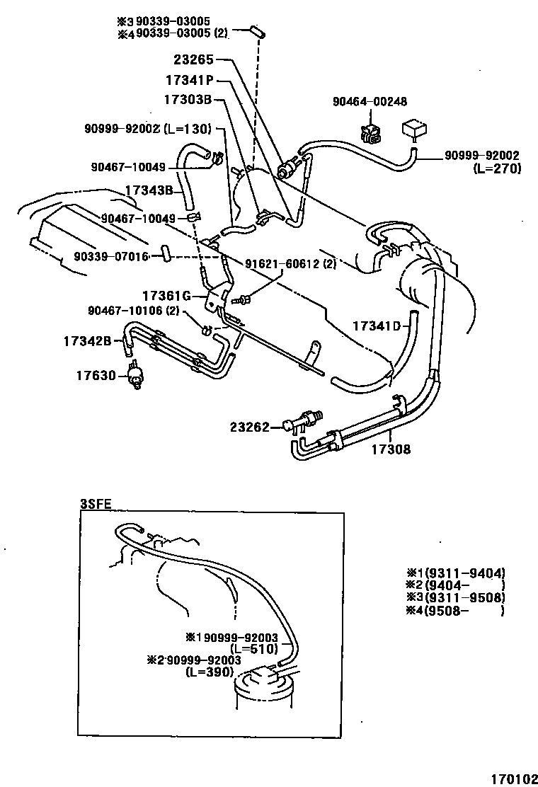 Vacuum piping for Toyota Celica ST204R - Genuine parts - Amayama