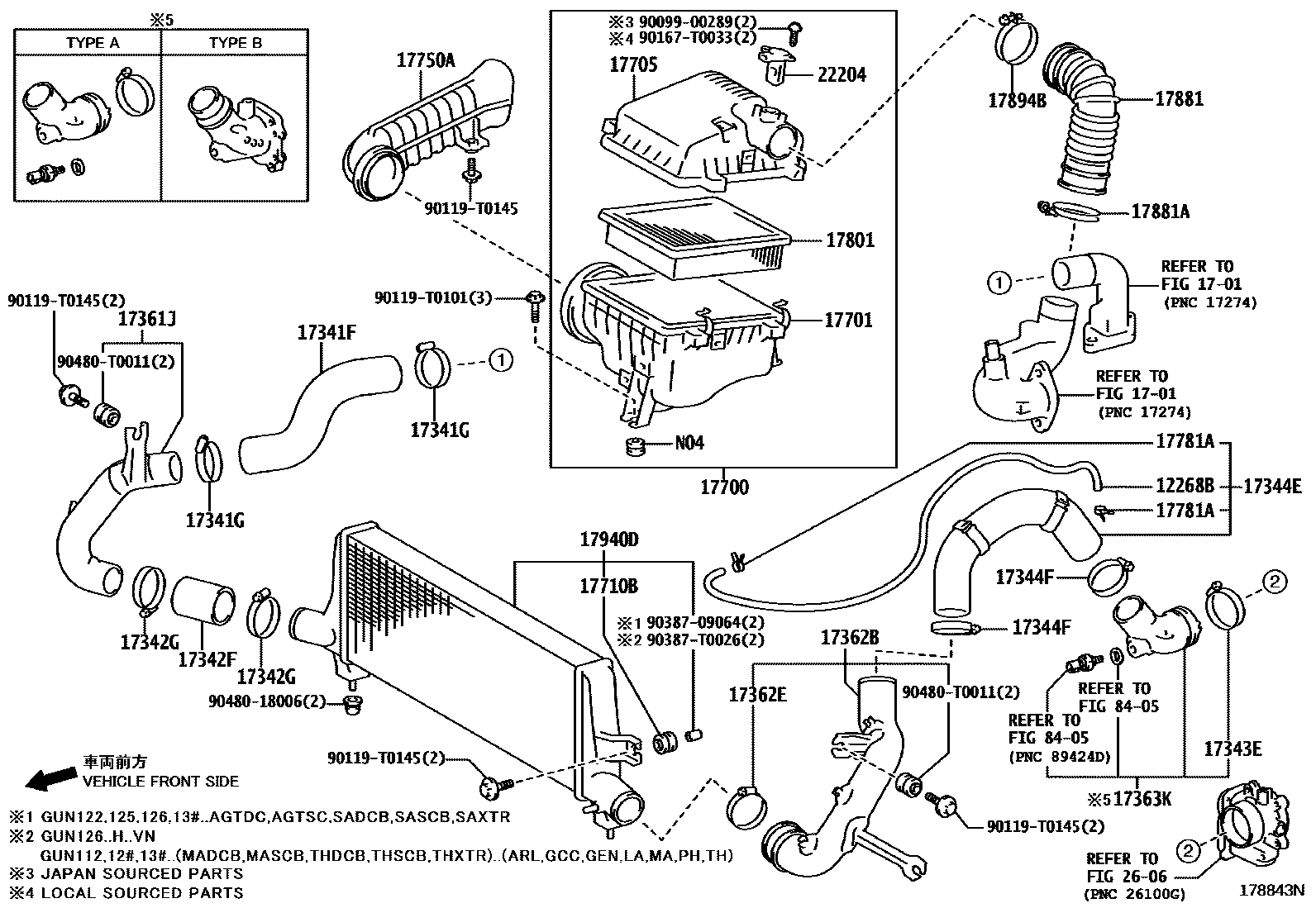 Air cleaner for Toyota Hilux GUN125R - Genuine parts - Amayama