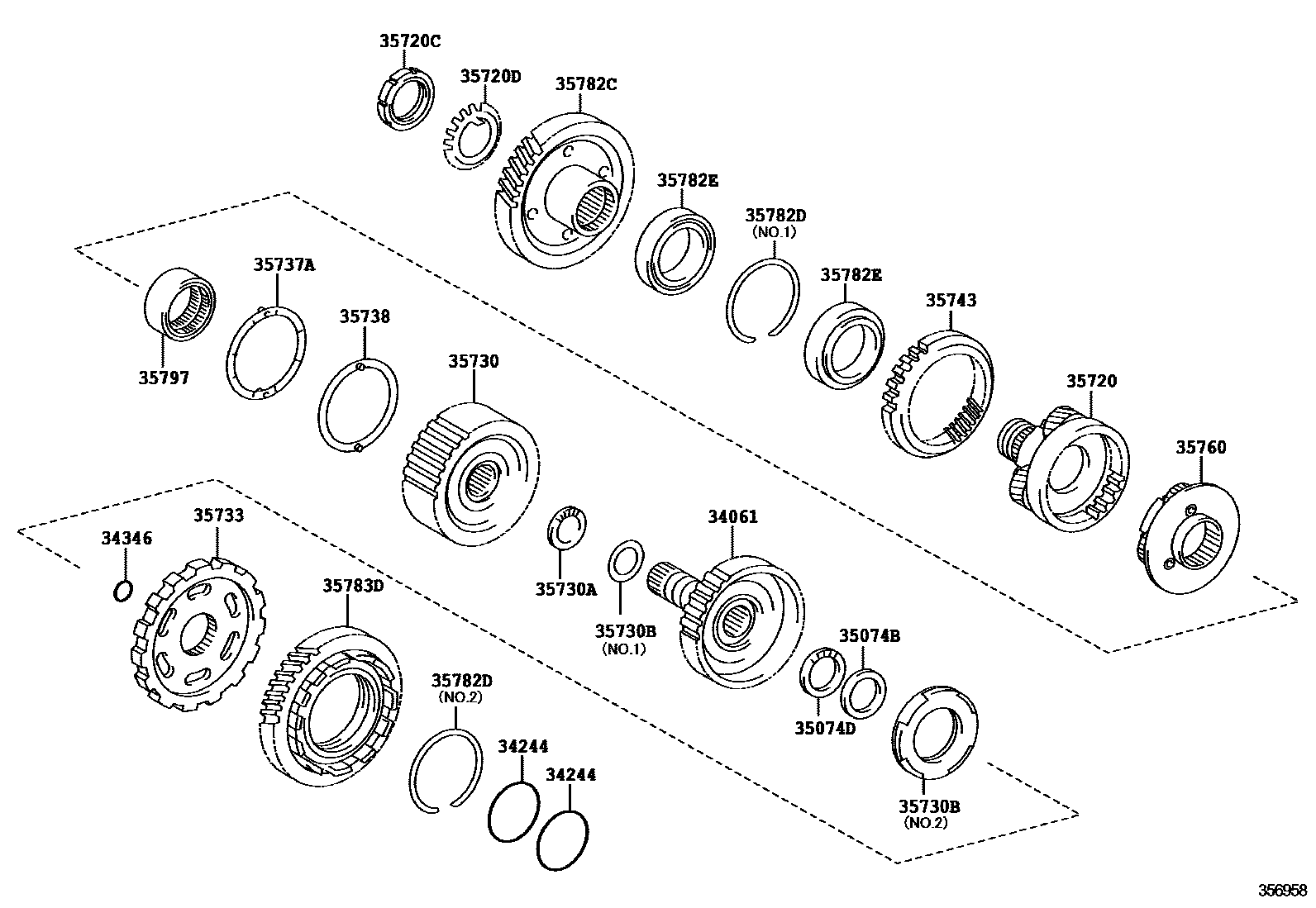 Planetary gear, reverse piston & counter gear(atm) for Toyota Camry ...