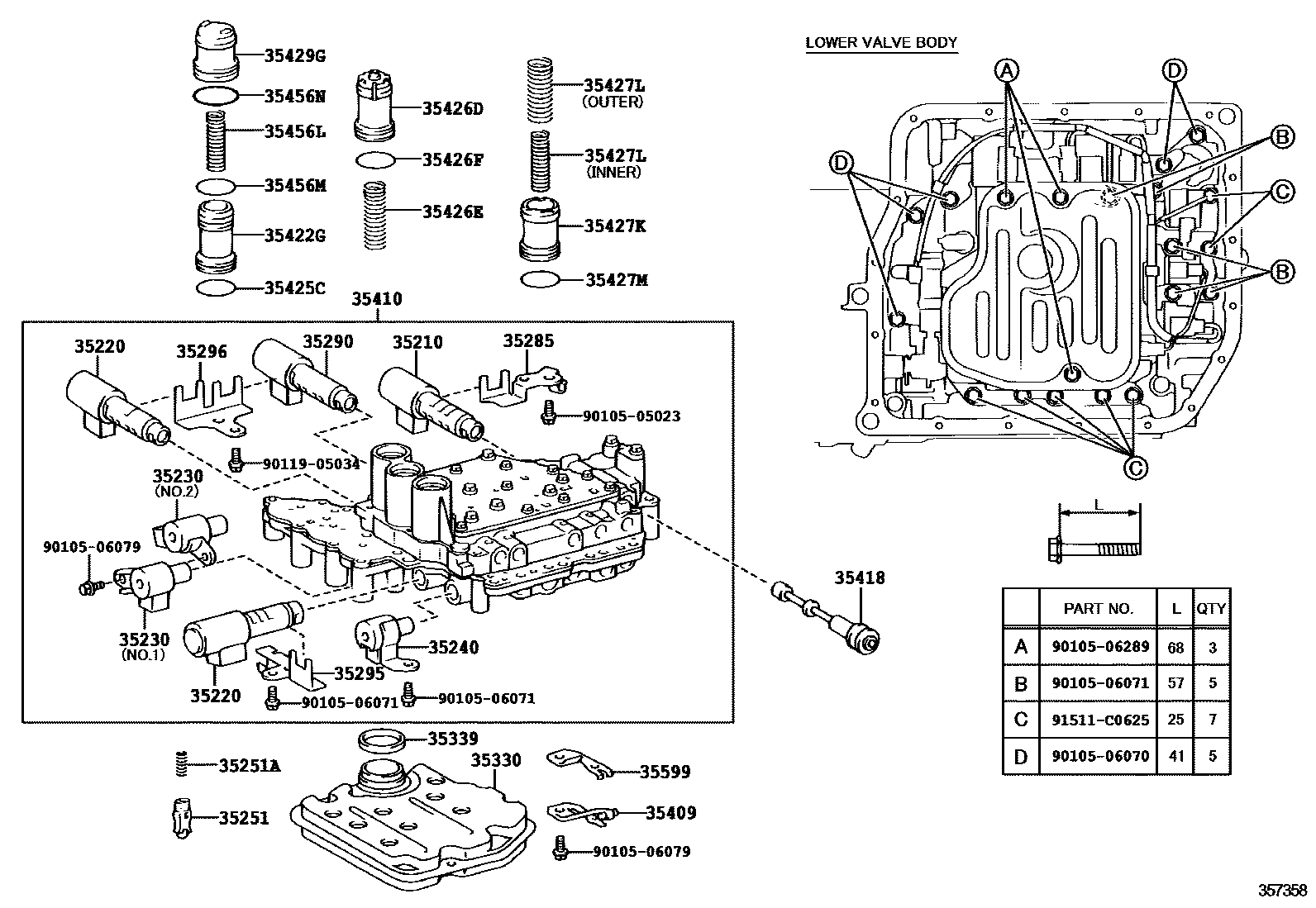 Valve body & oil strainer (atm) for Toyota Camry ACV40R - Genuine parts ...