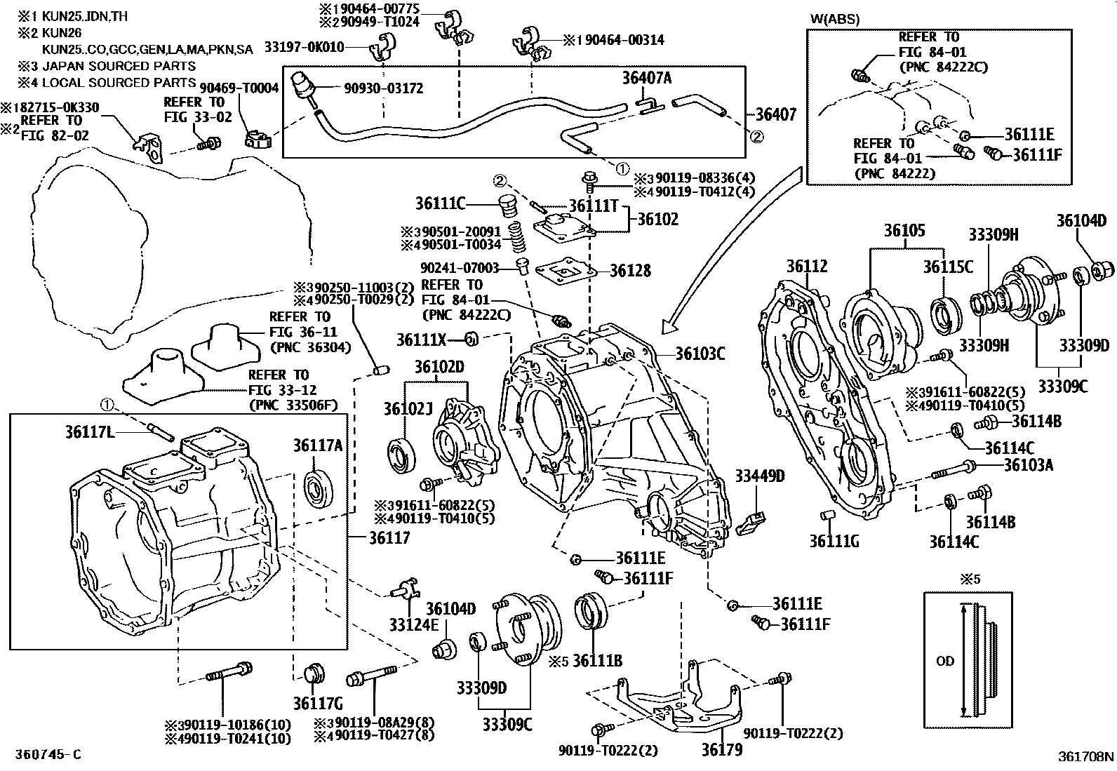 Transfer case & extension housing for Toyota Hilux KUN25R - Genuine ...