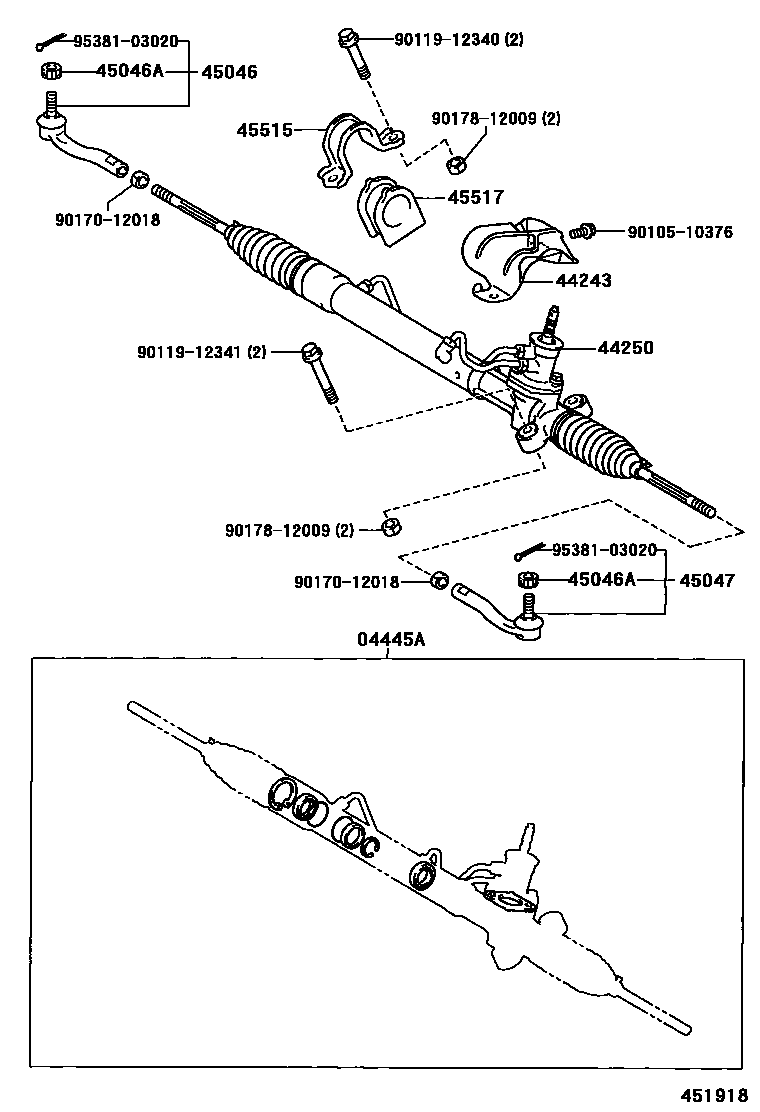 Front steering gear & link for Toyota Yaris / Echo NCP11L - Auto parts ...