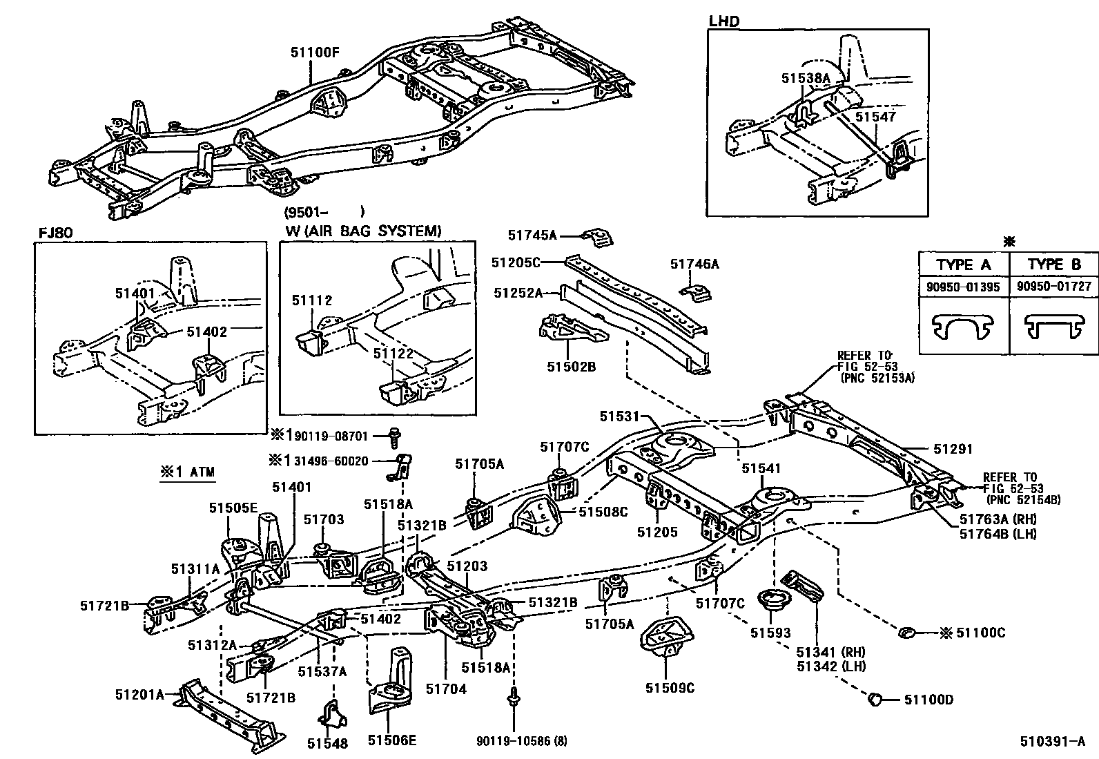 Frame for Toyota Land Cruiser HZJ80L - Genuine parts - Amayama