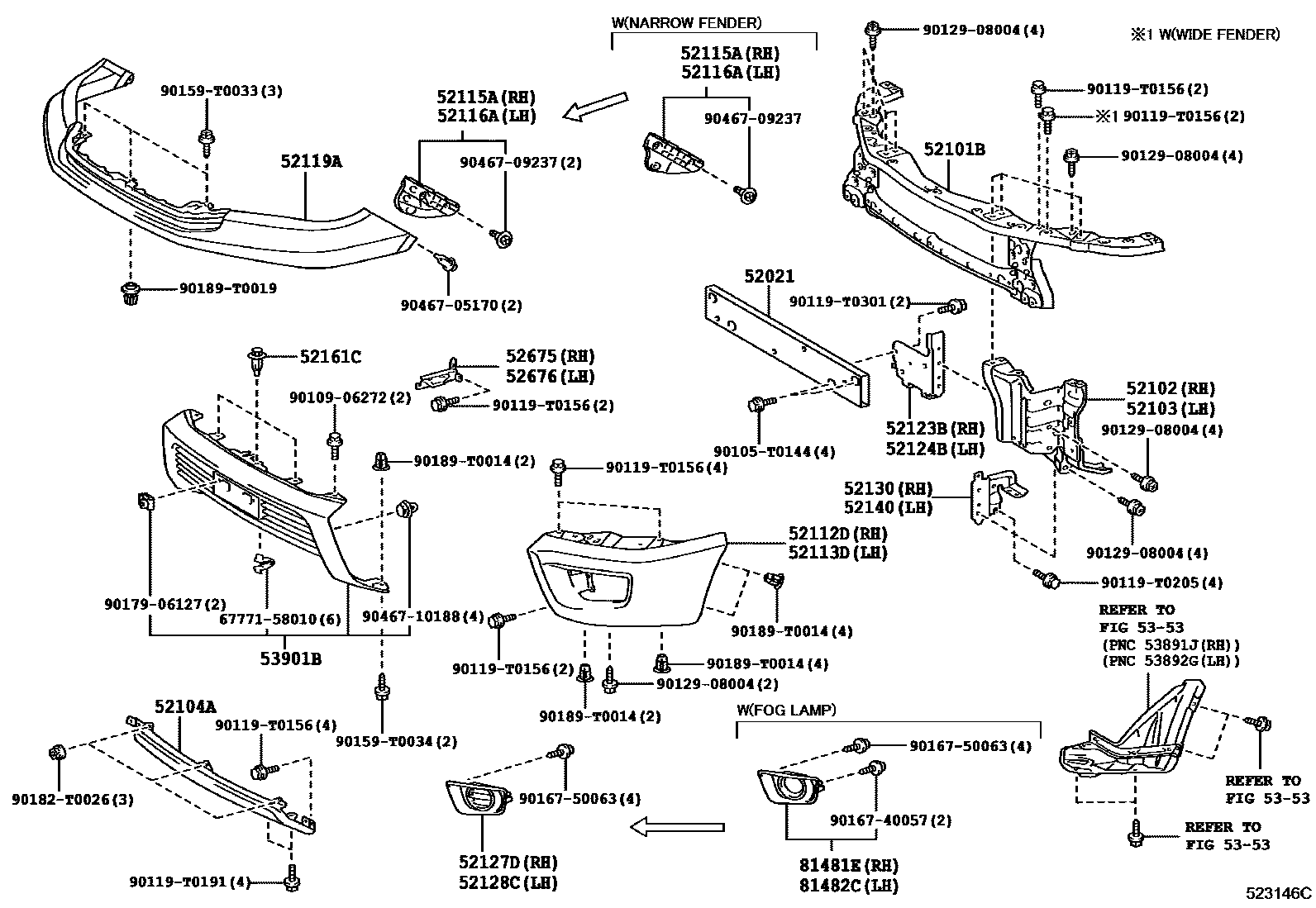 Front bumper & bumper stay for Toyota Hilux GUN126R - Genuine parts ...