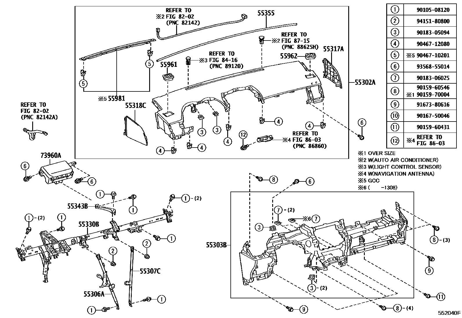 Instrument panel & glove compartment for Toyota Corolla Altis ZZE141L ...